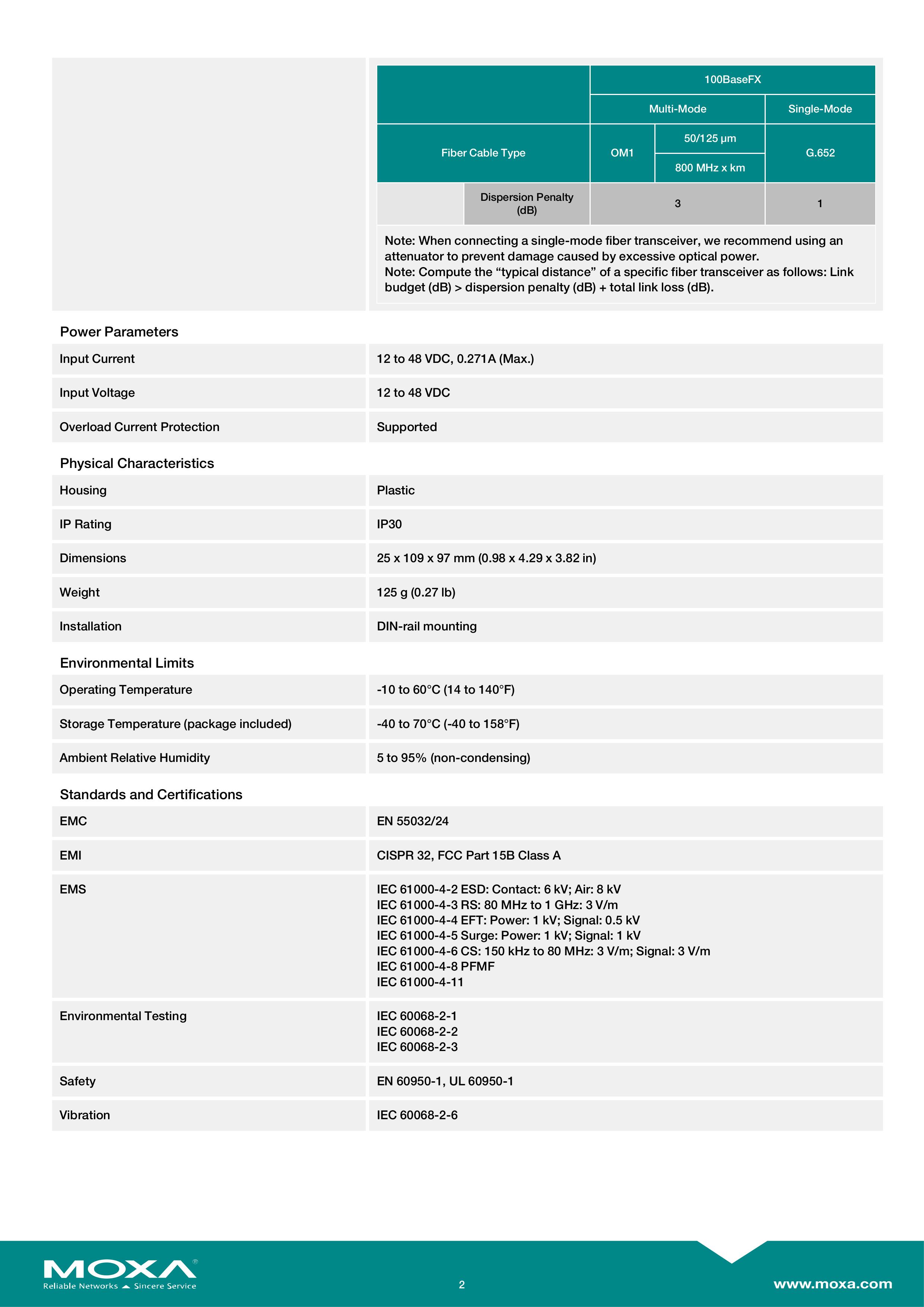 MOXA IMC-21-M-SC Entry-level Industrial Media Converter, multi mode, SC ...