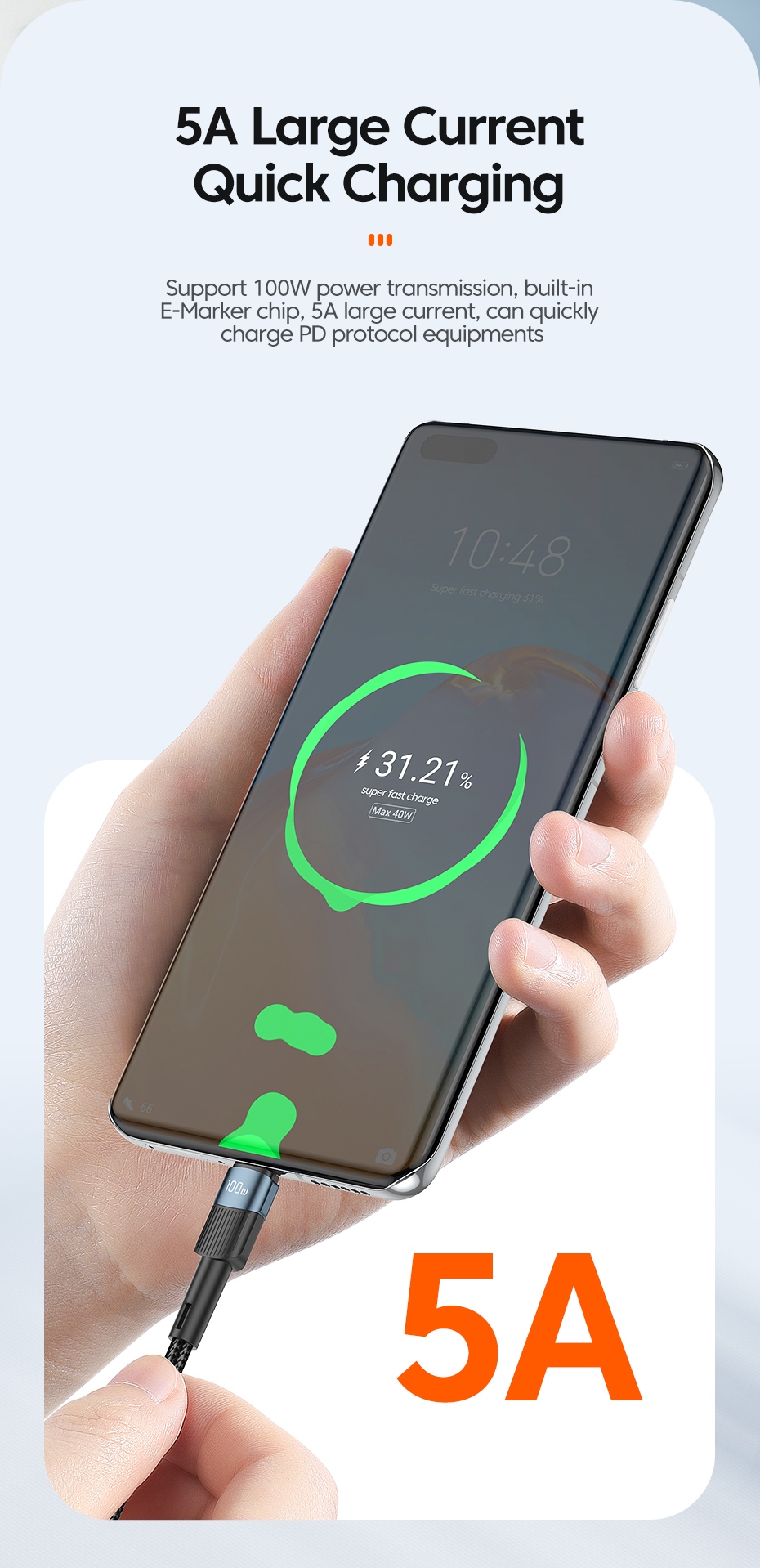 Essager 100W USB C To Type C Cable USB C PD Fast Charging Wire Cord For Macbook Samsung Xiaomi ...