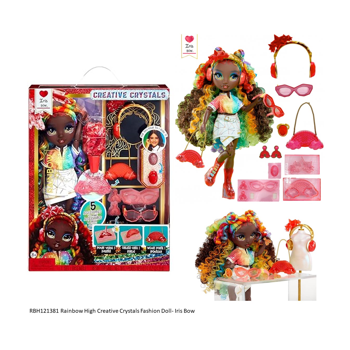 MGA(เอ็มจีเอ) Rainbow High Creative Crystals Fashion Doll - Iris Bow ตุ๊กตาเรนโบว์ไฮท์ ครีเอทีฟ ...
