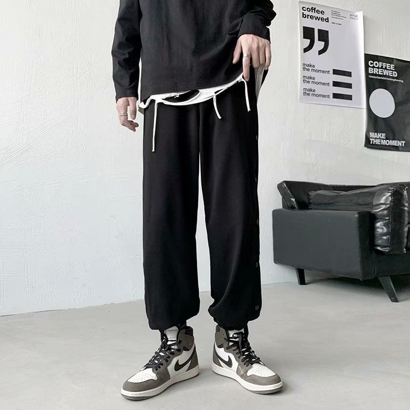 Encount กางเกงขายาวชาย กางเกงลำลองผู้ชายไซส์ใหญ่หลวมเทรนด์กางเกงติดกระดุมเกาหลีกางเกงกีฬาฤดู ...