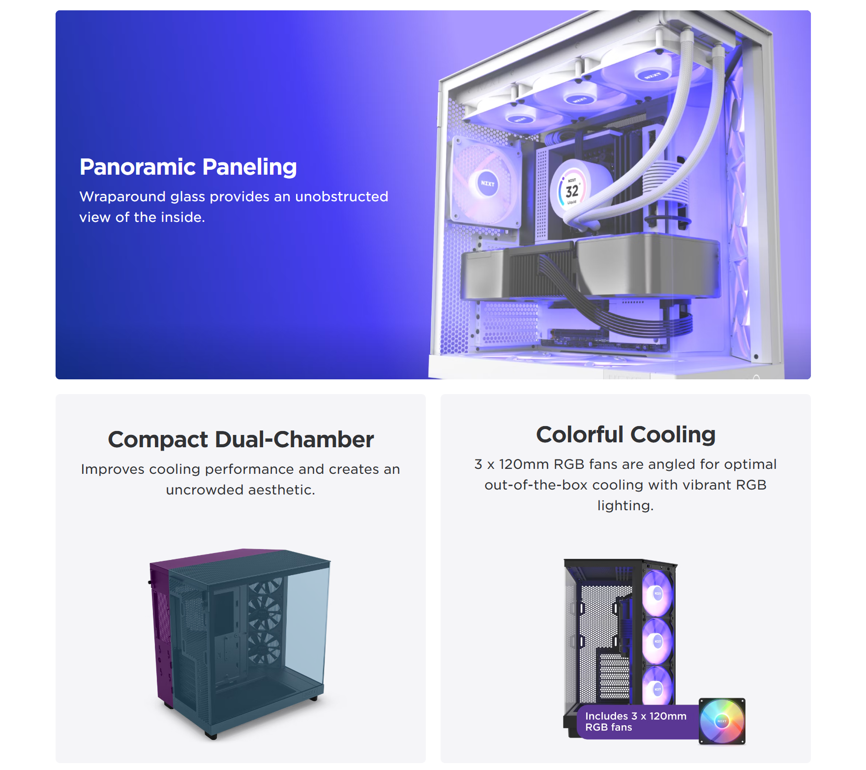 NZXT H6 Flow RGB Compact Dual-Chamber Mid-Tower Airflow Case with RGB ...