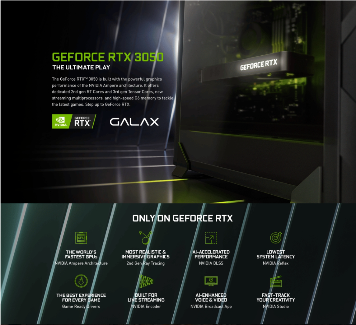 GALAX VGA RTX 3050 6GB LP WHITE GDDR6 96BIT การ์ดจอ ของแท้ ประกันศูนย์ 3ปี