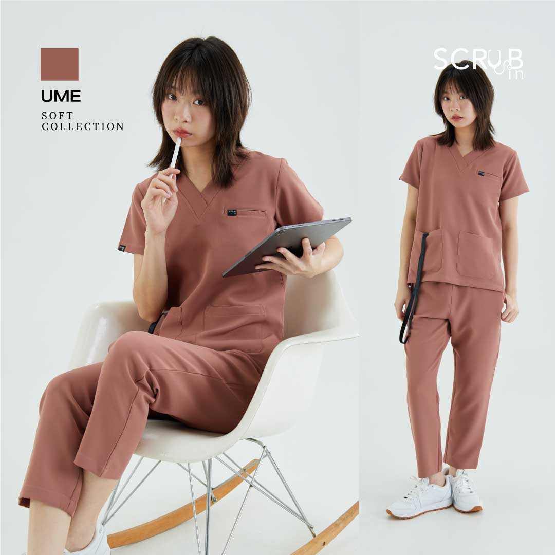 (NEW!) Scrub in | ชุดสครับคอวีพร้อมส่ง unisex สี Ume (มีบริการปักชื่อ ...