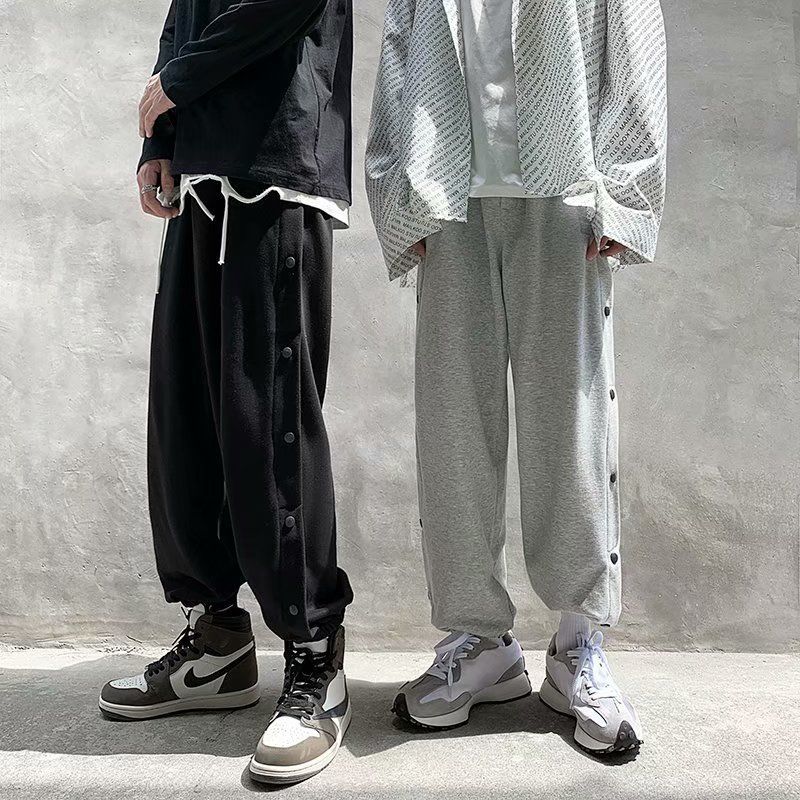 Encount กางเกงขายาวชาย กางเกงลำลองผู้ชายไซส์ใหญ่หลวมเทรนด์กางเกงติดกระดุมเกาหลีกางเกงกีฬาฤดู ...