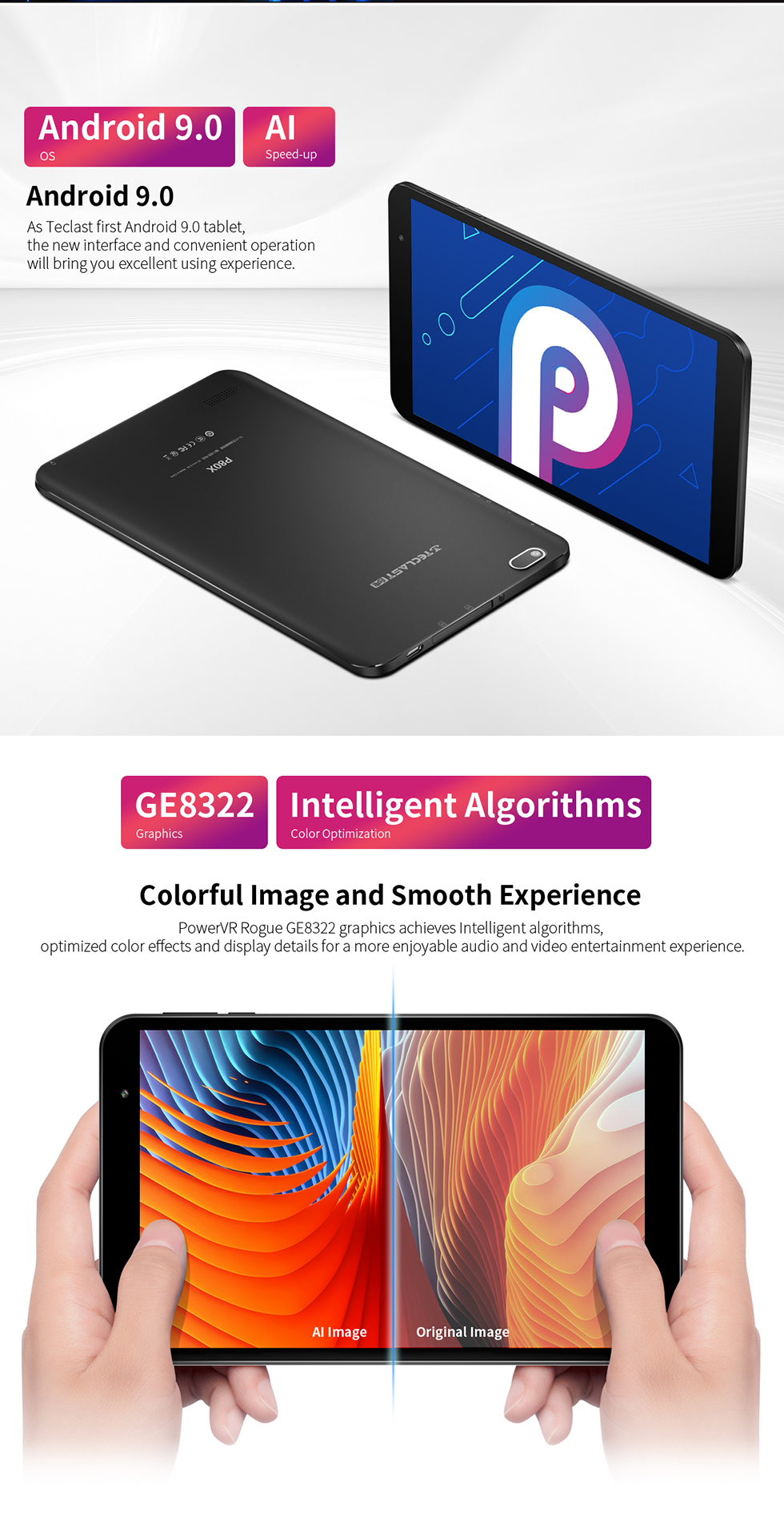 Teclast แท็บเบล็ต P80X / 8 นิ้วหน้าจอ IPS / 2GB RAM 32GB ROM /Android 9 ...