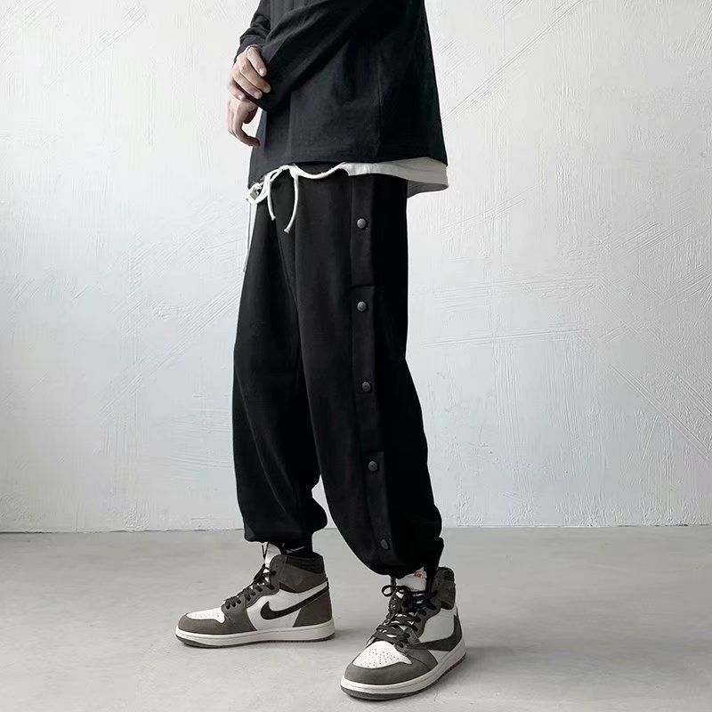 Encount กางเกงขายาวชาย กางเกงลำลองผู้ชายไซส์ใหญ่หลวมเทรนด์กางเกงติดกระดุมเกาหลีกางเกงกีฬาฤดู ...