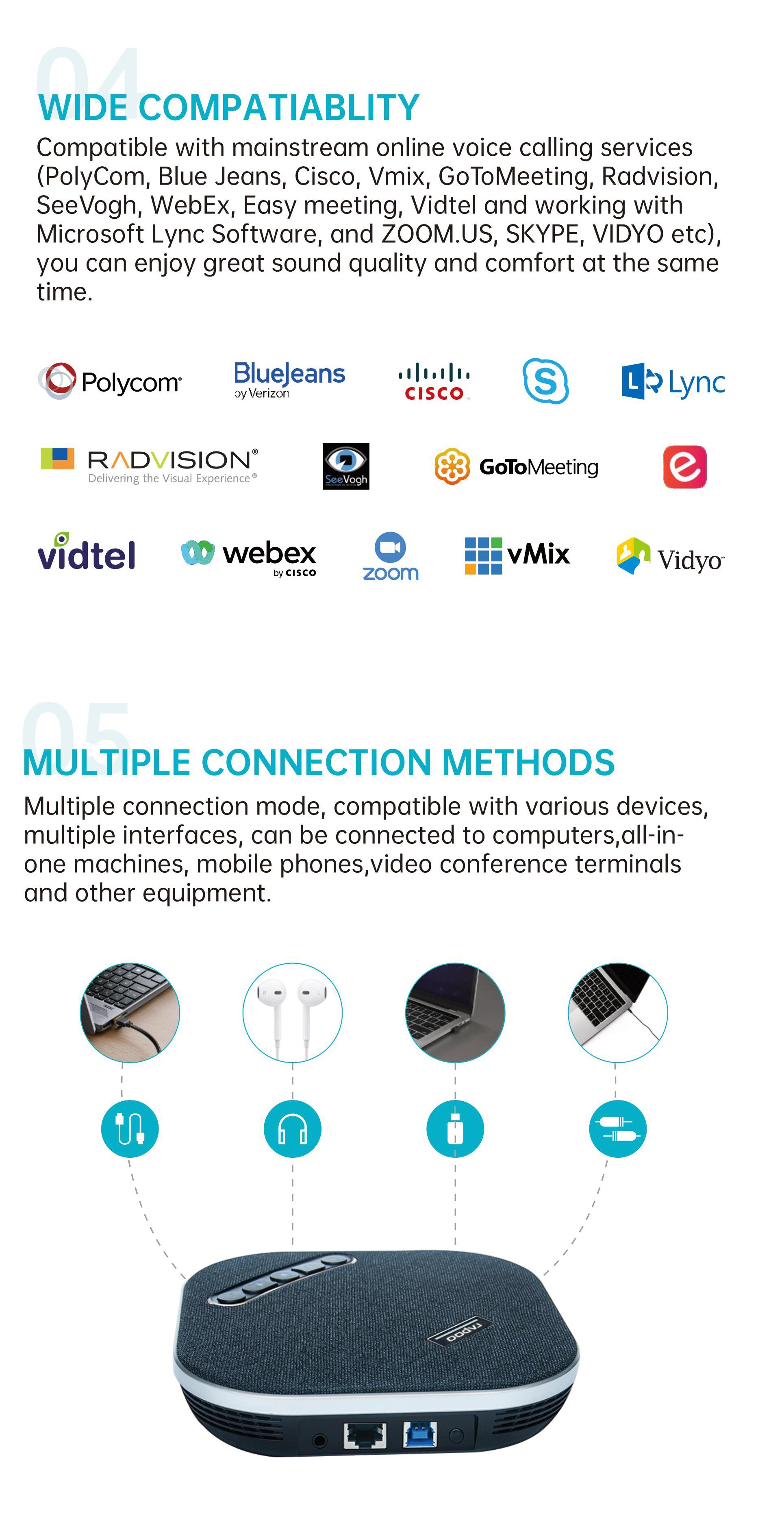 Rapoo CM600 Omnidirectional Speaker Phone ลำโพงสำหรับการประชุม ของแท้ ...