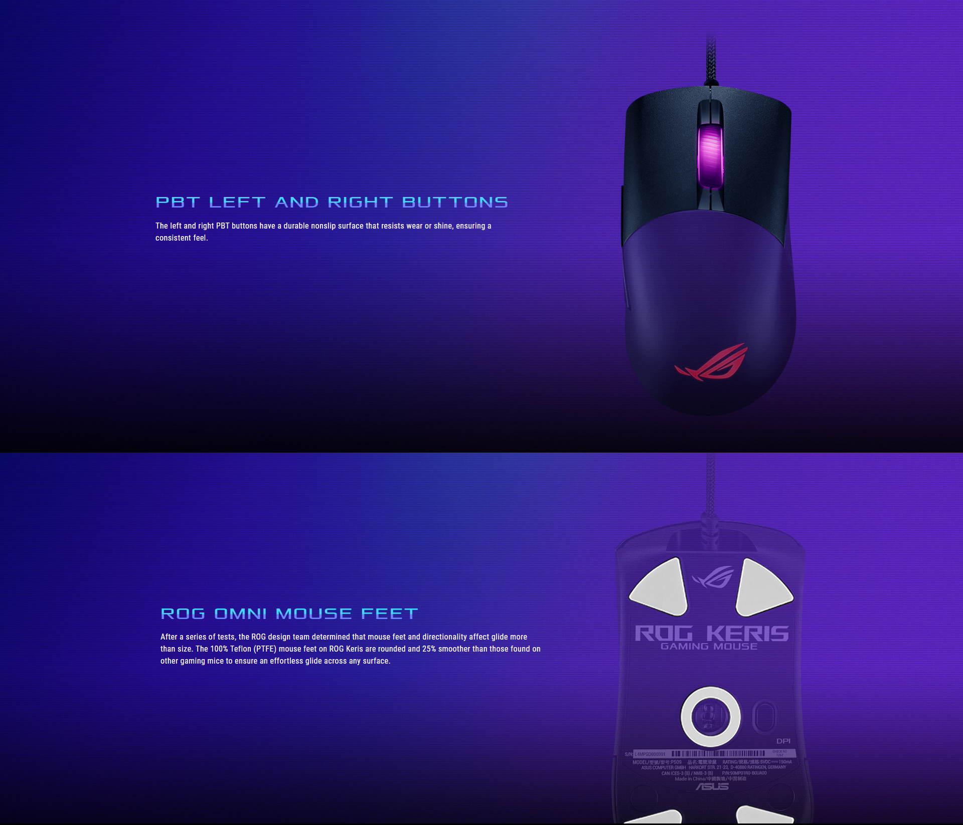Asus P509 Keris Wired Mouse เมาส์เกมมิ่ง มีสาย ของแท้ ประกันศูนย์ 2ปี
