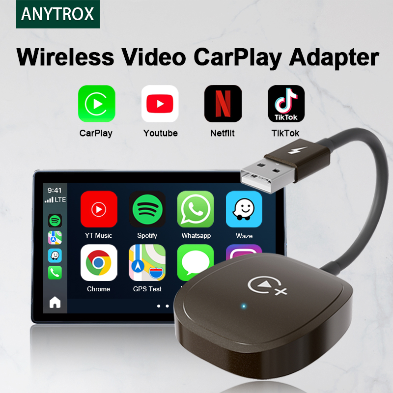 ANYTROX 2025 Wireless Carplay Video Adapter Support YouTube/Netflix ...