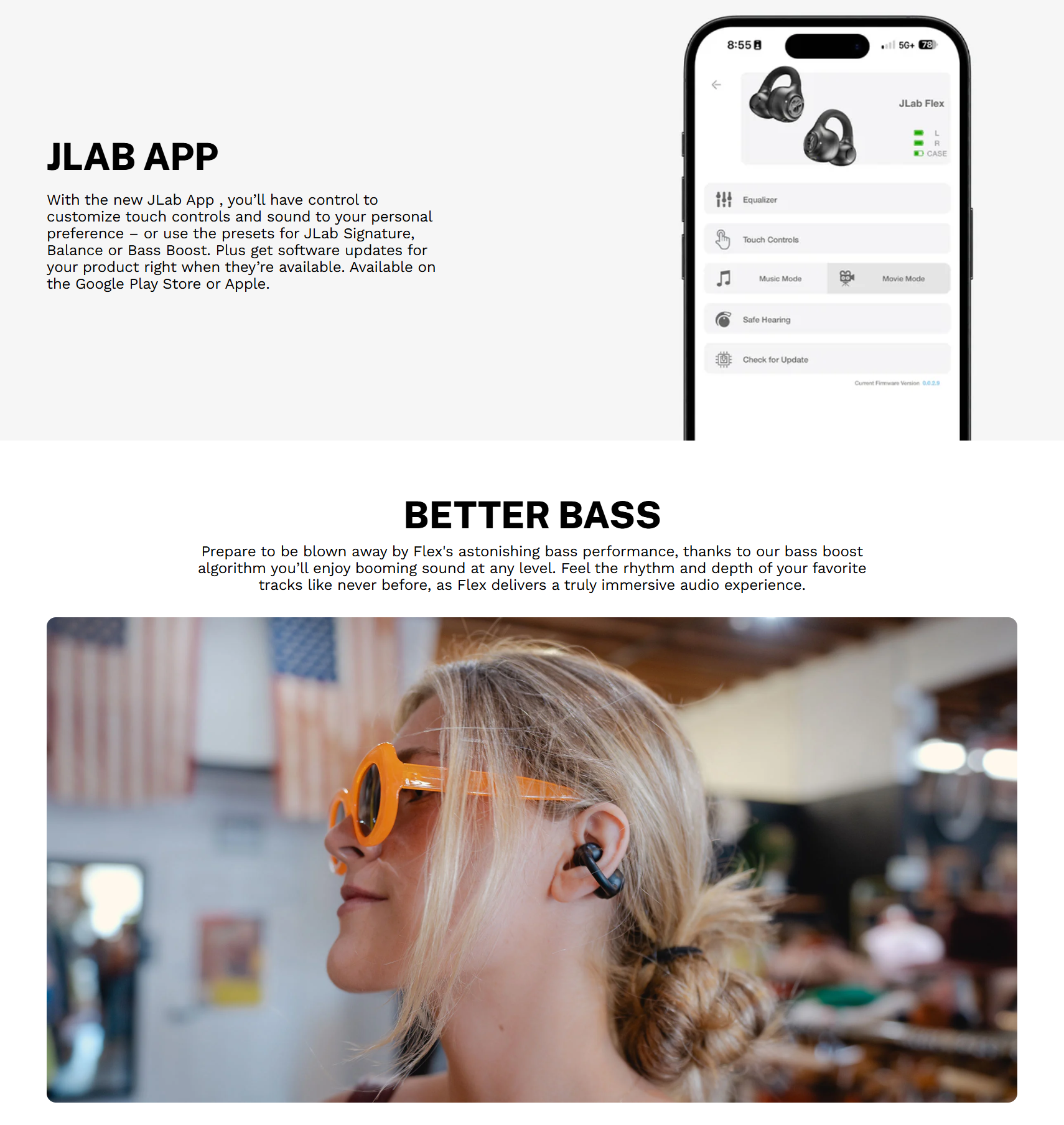 JLAB Flex Open Air Clip True Wireless Earbuds หูฟังไร้สาย Open Earbuds ...