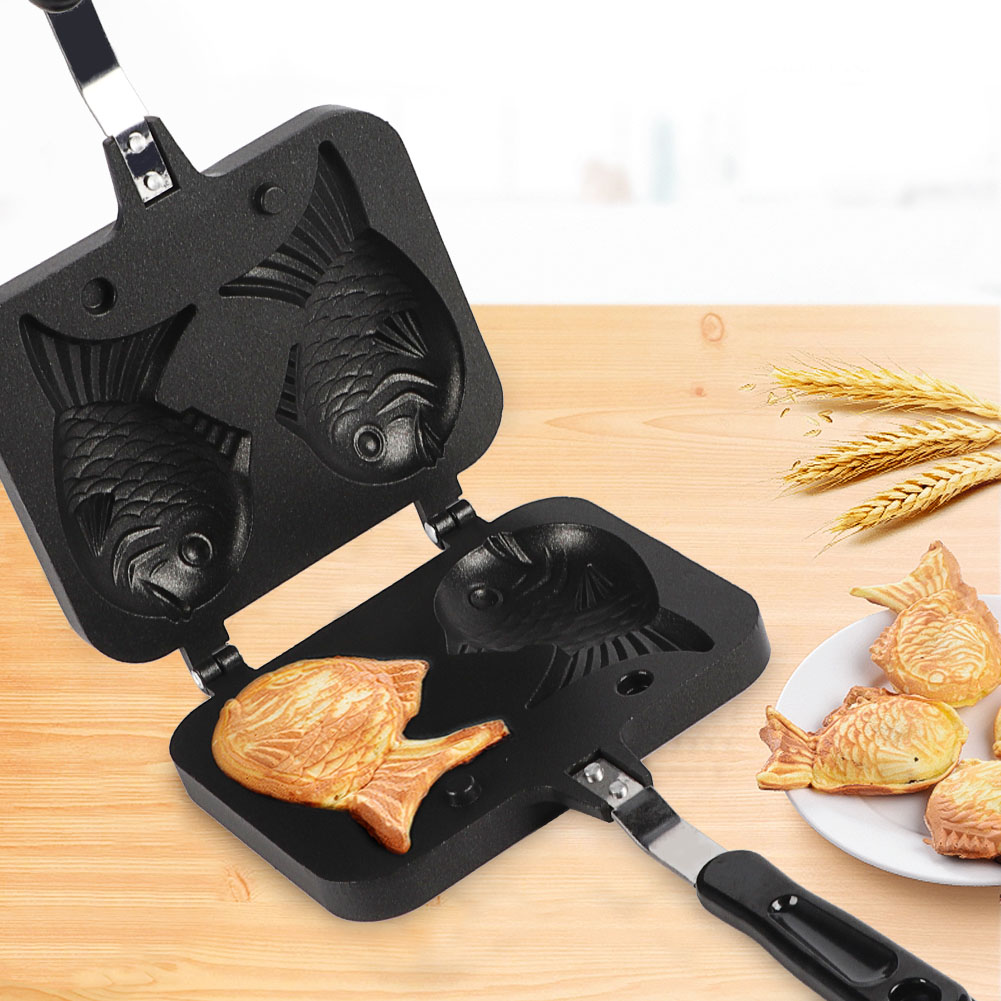 Taiyaki Fish Shape Cake Maker Non Stick Taiyaki Double Baking Pan ...