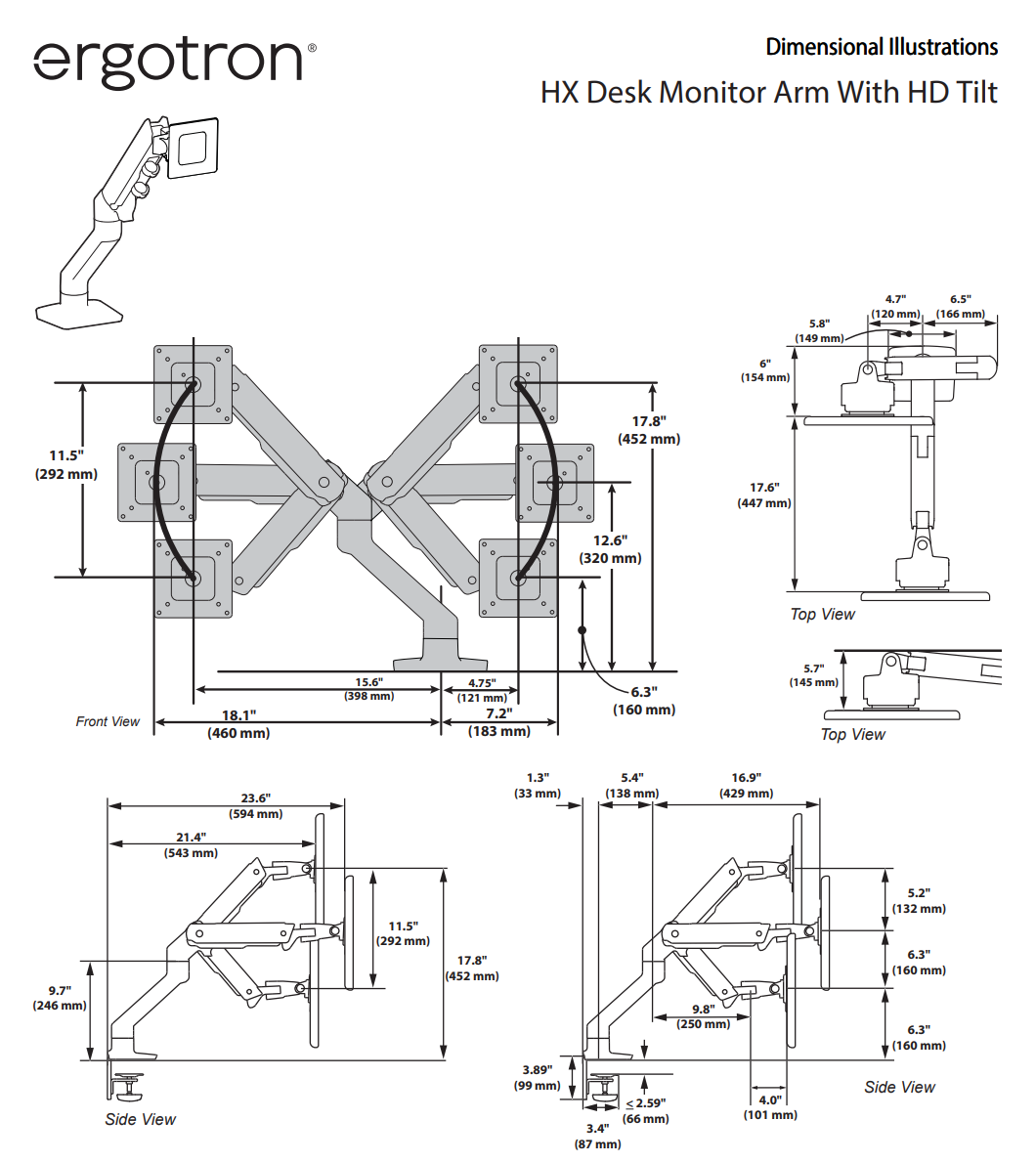 Ergotron HX Desk Monitor Arm with HD Pivot, White ขาตั้งจอคอมพิวเตอร์ ...