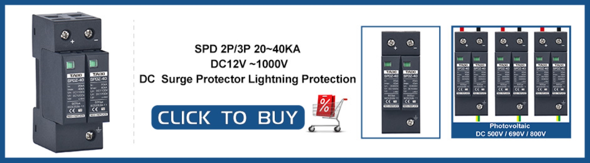 TAIXI Solar Energy Photovoltaic DC Circuit Breaker PV Switch MCB DC250V 500V 1000V 16A 32A 40A ...