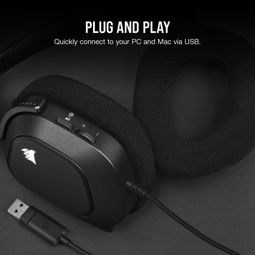 Corsair HS80 RGB USB Headset หูฟังเกมมิ่ง มีสาย ของแท้ ประกันศูนย์ 2ปี