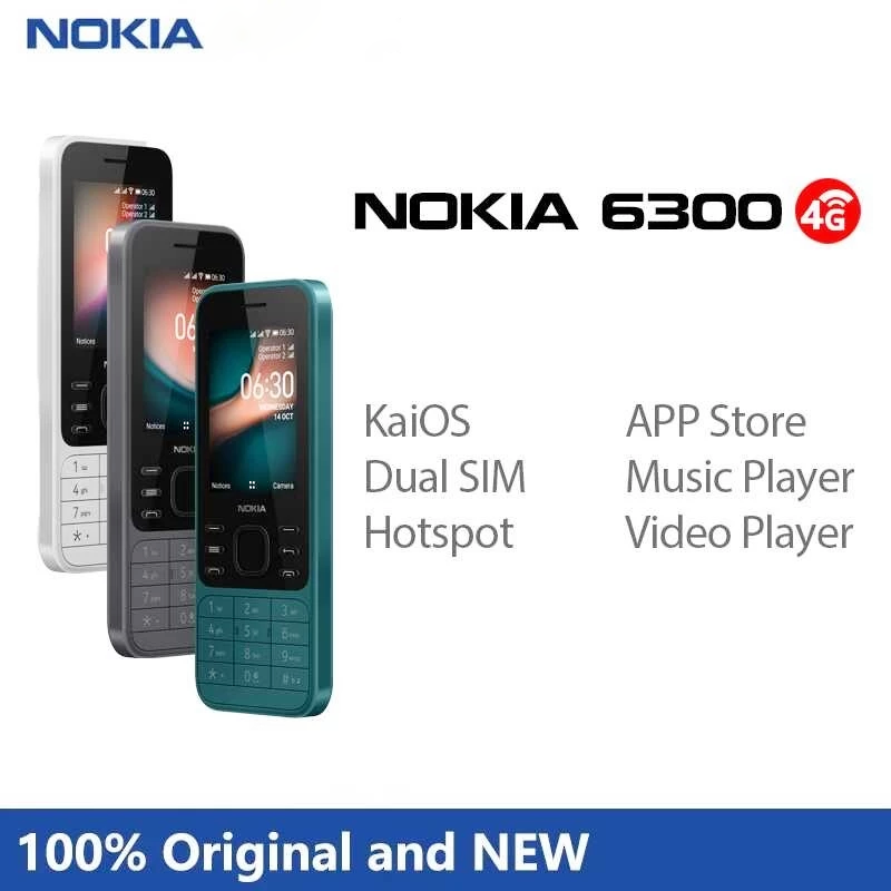 โทรศัพท์มือถือปุ่มกด4G Nokia 6300 แท้ 2.4 Dual SIM Wifi FM Bluetooth ของแท้100% ปุ่มกดไทย/เมนู ...