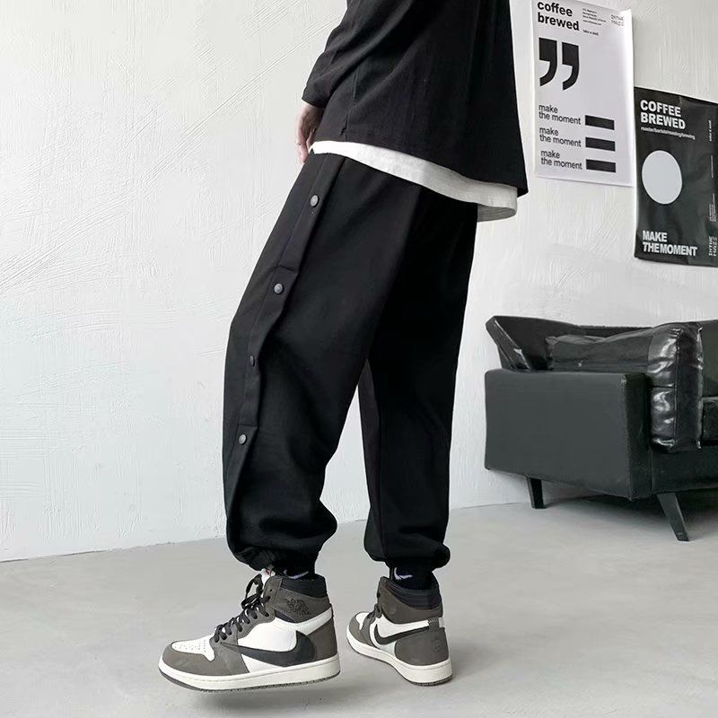 Encount กางเกงขายาวชาย กางเกงลำลองผู้ชายไซส์ใหญ่หลวมเทรนด์กางเกงติดกระดุมเกาหลีกางเกงกีฬาฤดู ...