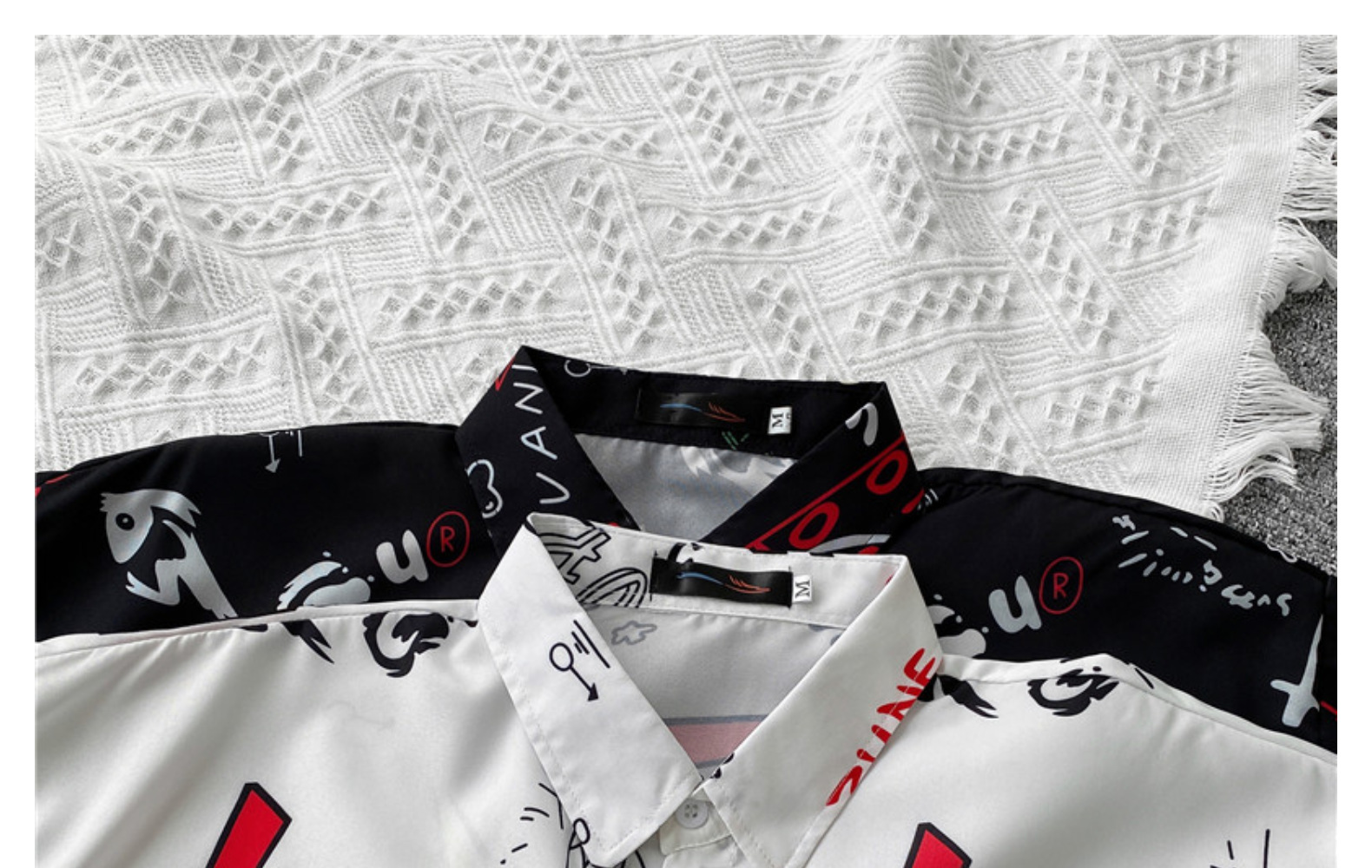 เสื้อกันหนาวผช【kin】New Ordinary Print Youth Casual เสื้อเชิ้ตผ้าฝ้ายสี ...