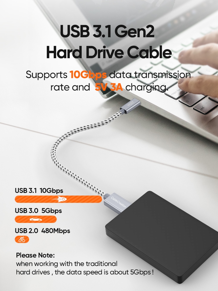 CableCreation Type USB C to Micro B Cable 10Gbps Fast Data External ...