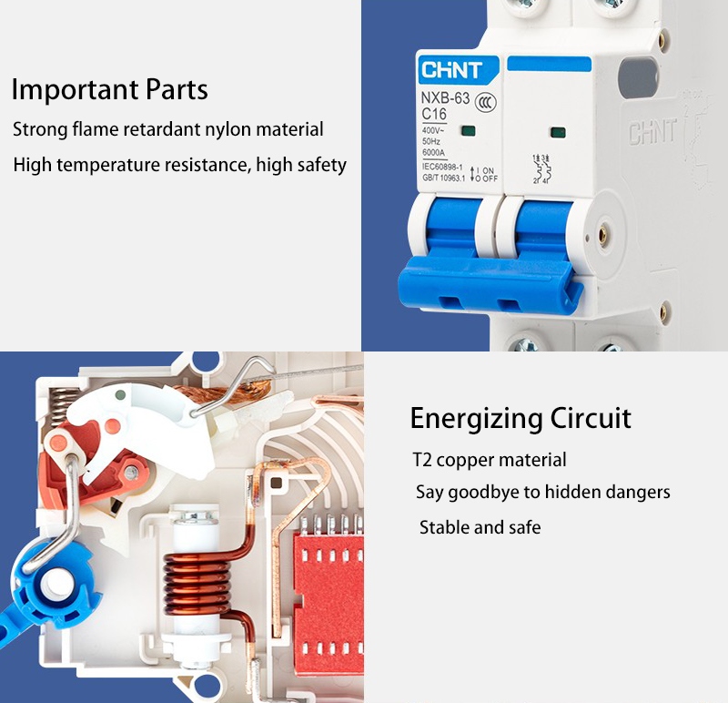Chint Chnt 2P Miniature Circuit Breaker Type C NXB 63 AC 380V 400V Air Switch | Lazada.co.th