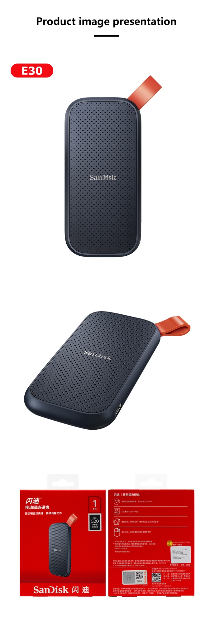 Original SanDisk Extreme Portable SSD E81 E61 E30 2TB 1TB 500GB USB 3.1 Type C/A External Solid ...