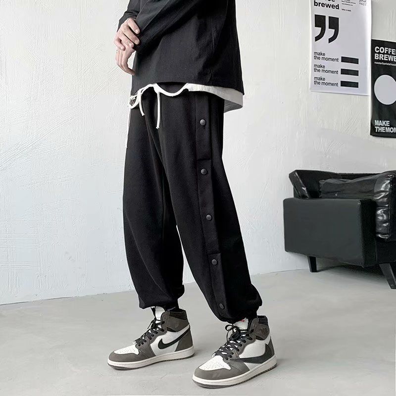 Encount กางเกงขายาวชาย กางเกงลำลองผู้ชายไซส์ใหญ่หลวมเทรนด์กางเกงติดกระดุมเกาหลีกางเกงกีฬาฤดู ...