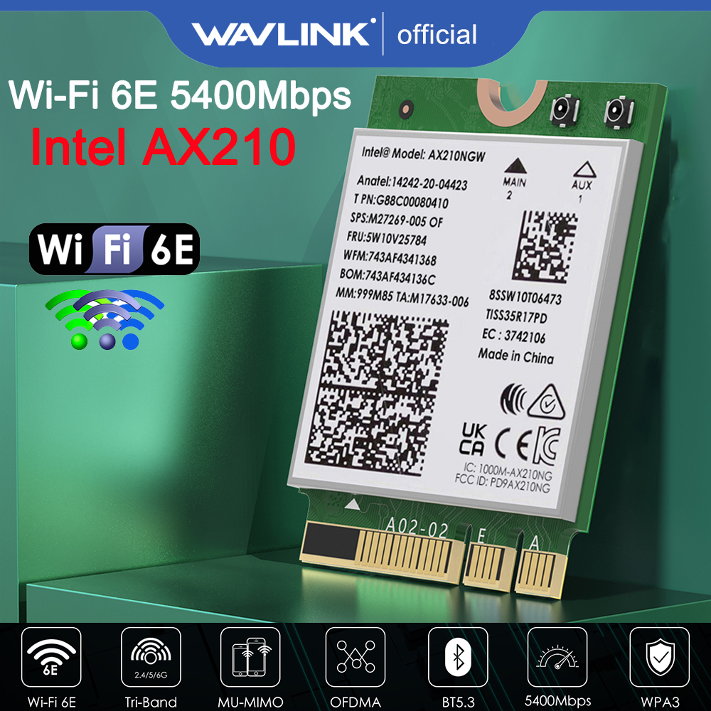 การ์ด wifi WAVLINK WiFi 6E, Intel ax210ngw Tri-Band 5400Mbps 2.4GHz ...