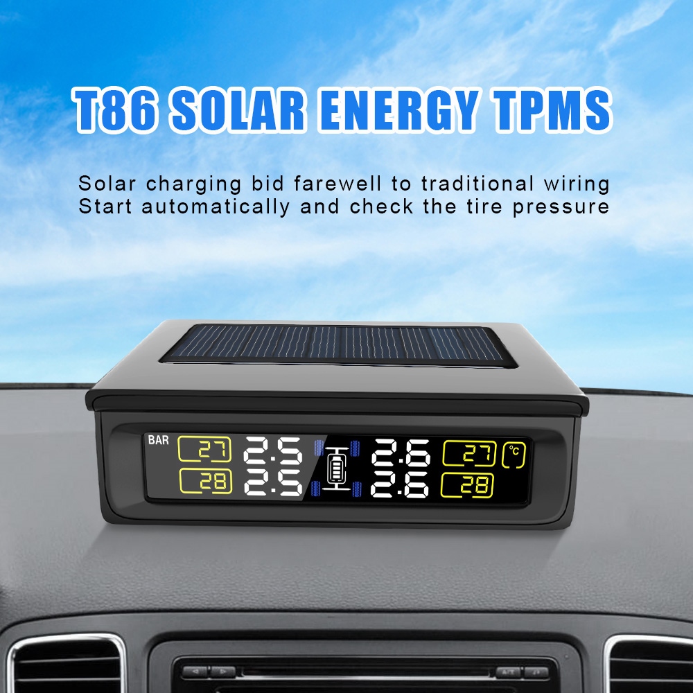 ♟ Solar TPMS Car Tyre Pressure Monitoring System LCD Display Tester 4 ...