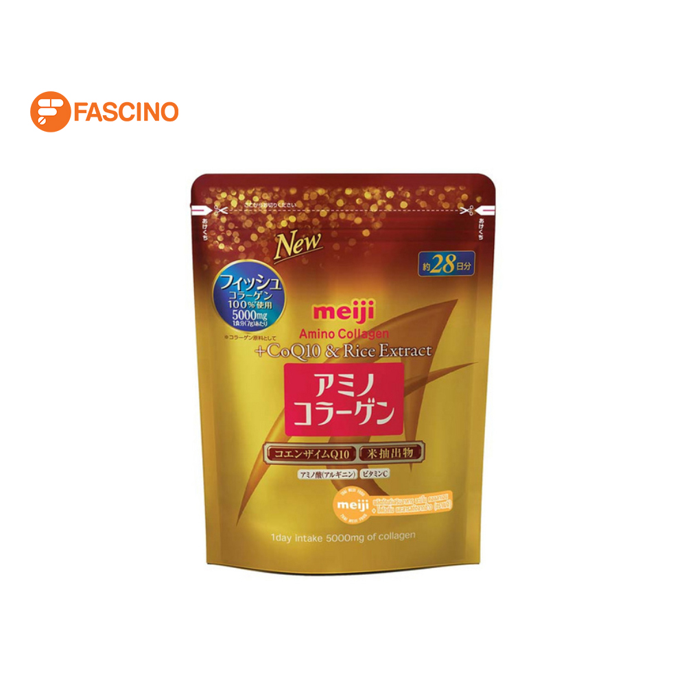 Meiji Amino Collagen + CoQ10 & Rice Germ Extract แบบถุง 196 กรัม ราคาถูก 1,550 บาท - ยี่ห้อ ...