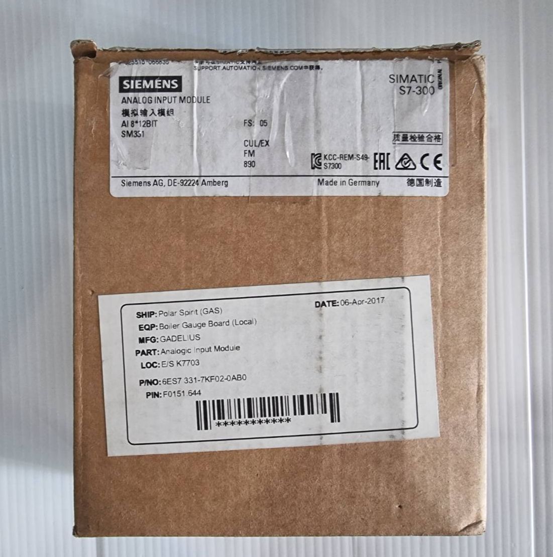 SIEMENS SIMATIC S7-300, ANALOG INPUT AI8 13 bit SM 331, OPTICALLY ...