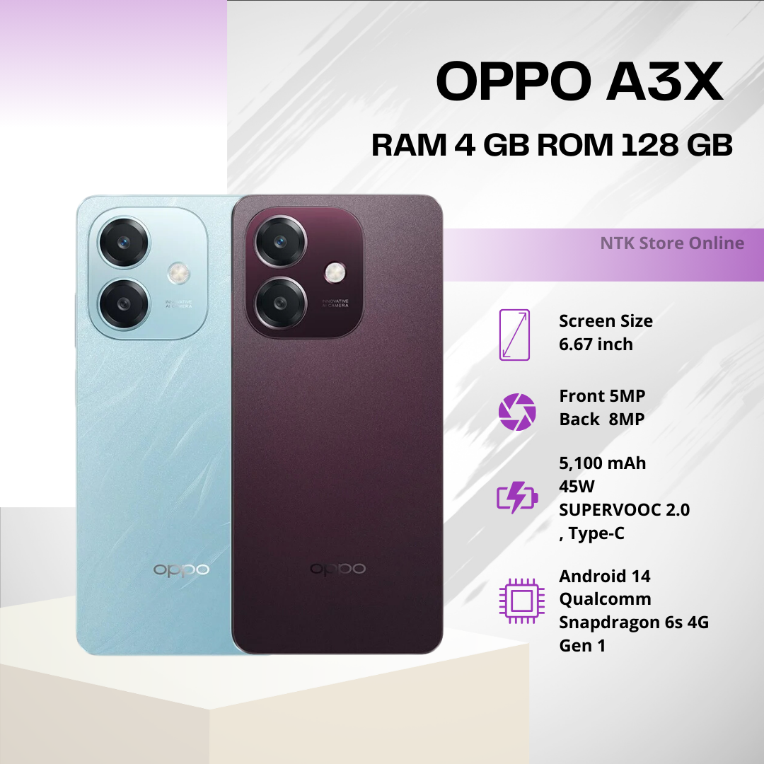 โทรศัพท์มือถือ OPPO A3x - ออปโป้ หน้าจอ 6.67 นิ้ว Ram 4GB/Rom 128GB รับ ...