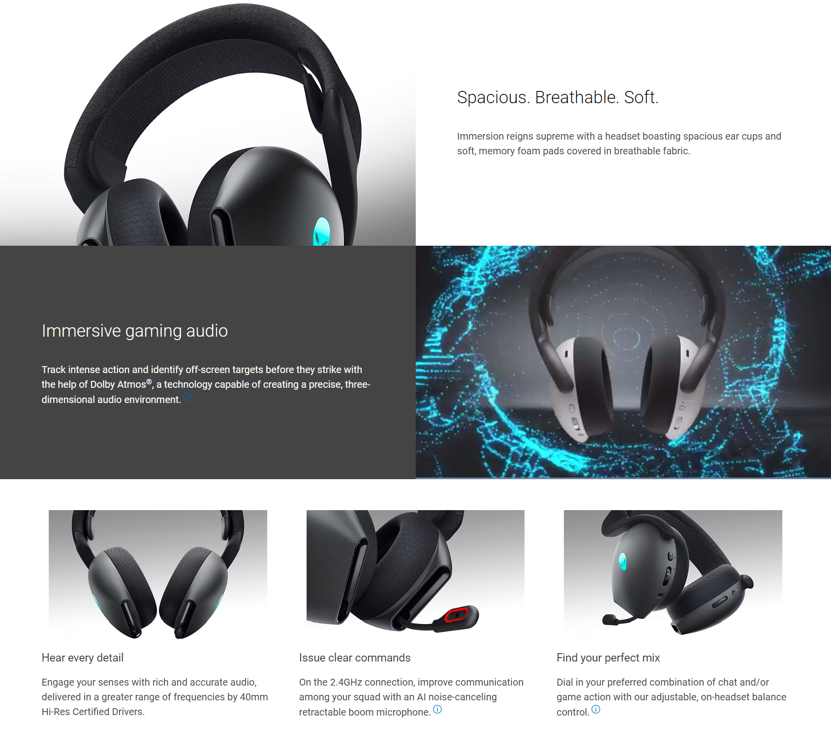Dell Alienware Dual-Mode Wireless Gaming Headset (AW720H) Dark Side of ...