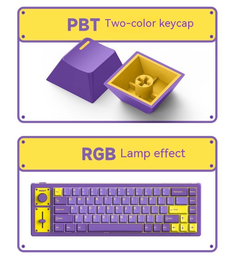 Mikit DK65 RGB Backlit Wireless Bluetooth Hotswap Mechanical Keyboard ...