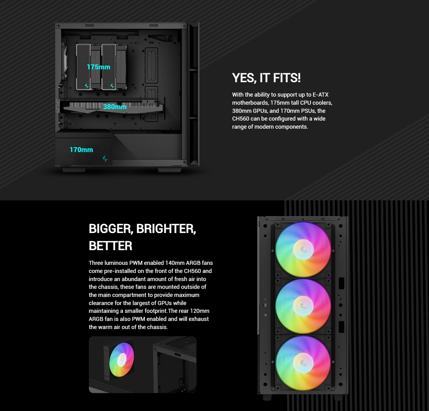 Deepcool CH560 BK PC Case เคสคอมพิวเตอร์ สีดำ ของแท้ ประกันศูนย์ 1ปี