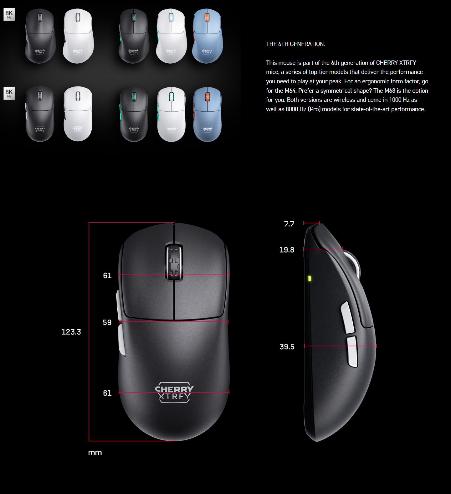 Cherry Mouse Gaming M68 Pro Wireless 8K [Black, White] เมาส์เกมมิ่ง ไร้ ...