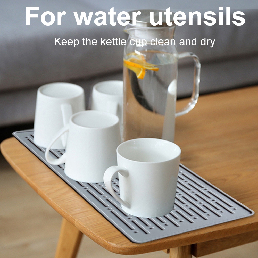 【CW】 Drain Silicone Dish Drying Drainer Tray Dishware Table Placemat ...