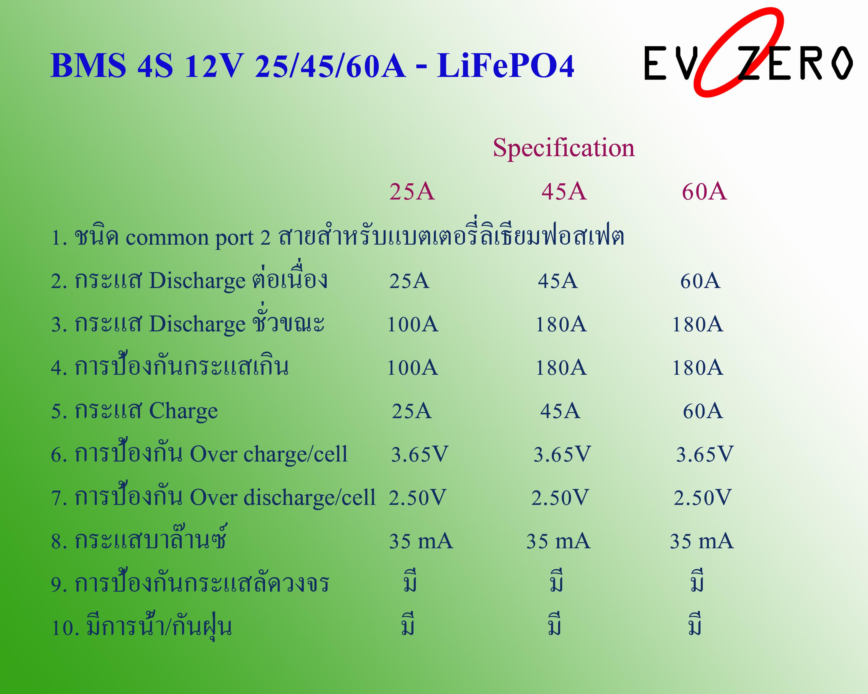 BMS 4S 12V 25A 45A 60A สำหรับแบตเตอรี่ลิเธียมฟอสเฟต Lithium Phosphate ...
