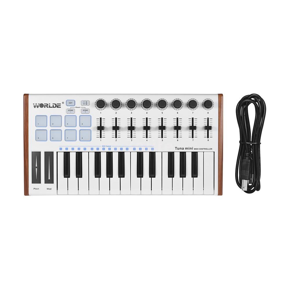 WORLDE TUNA MINI Ultra-Portable 25-Key USB MIDI Keyboard Controller 8 ...