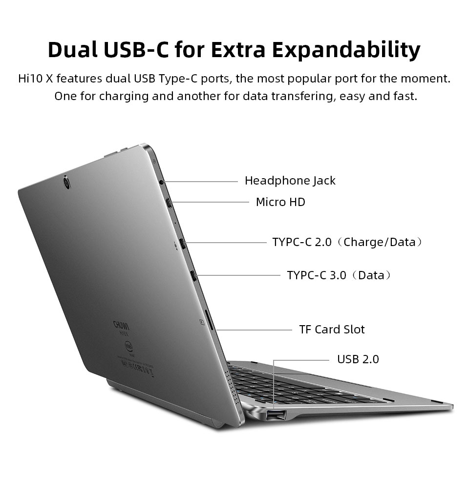 CHUWI Hi10 X 10.1 Inch FHD Screen Intel Celeron Quad Core 6GB RAM 128GB ROM Windows Tablets Dual ...