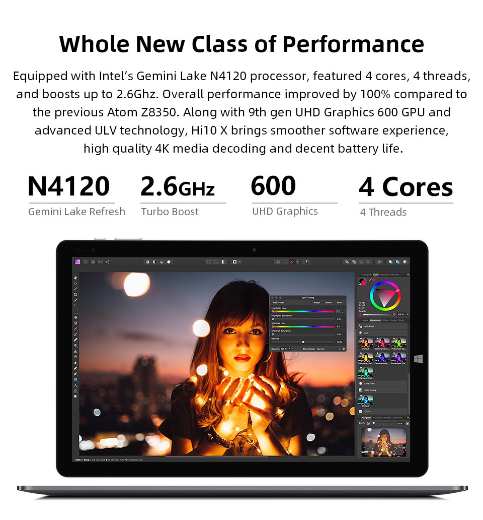 CHUWI Hi10 X 10.1 Inch FHD Screen Intel Celeron Quad Core 6GB RAM 128GB ROM Windows Tablets Dual ...