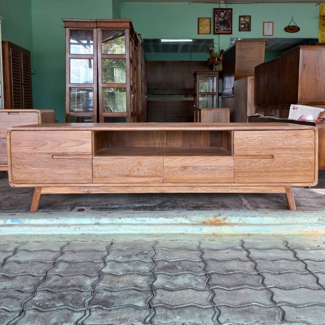 ชั้นวางทีวีไม้สัก ขนาดใหญ่ ขนาด กว้าง180xลึก50xสูง50 Cm(Teak TV stand) ดีไซน์คลาสสิก เข้ากับบ้าน ...