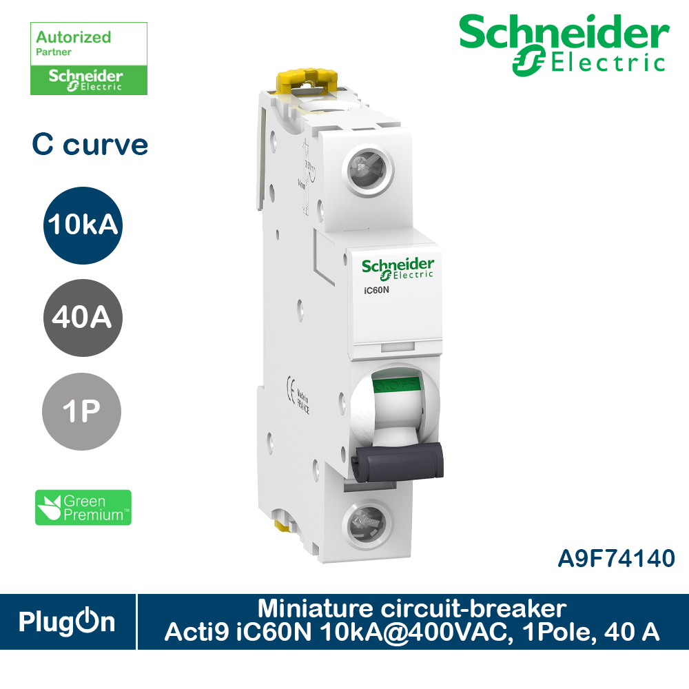 SCHNEIDER MCB Breaker, Acti9 IC60N, 1P, 1A, C Curve, 45% OFF