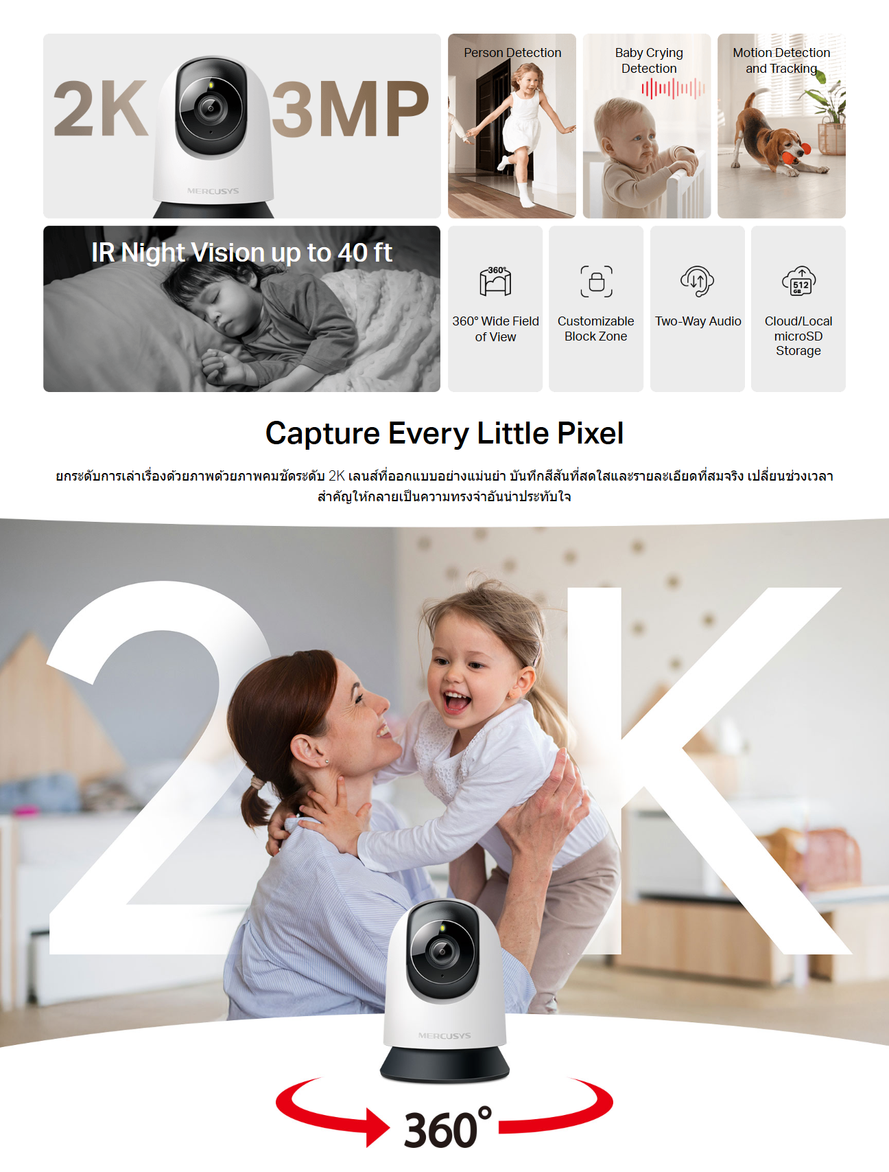 Mercusys MC210 IP Camera Indoor Pan Tilt 3MP 4mm กล้องวงจรปิด ของแท้ ...