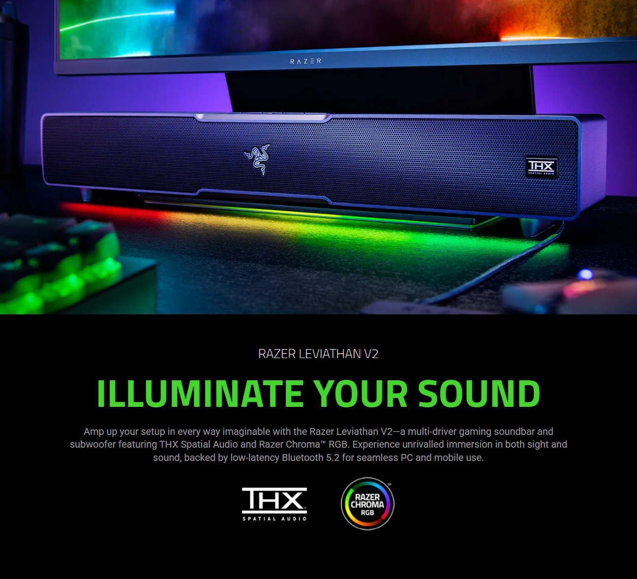 Razer Leviathan V2 PC Gaming Soundbar with Subwoofer ซาวด์บาร์พร้อมซับ ...