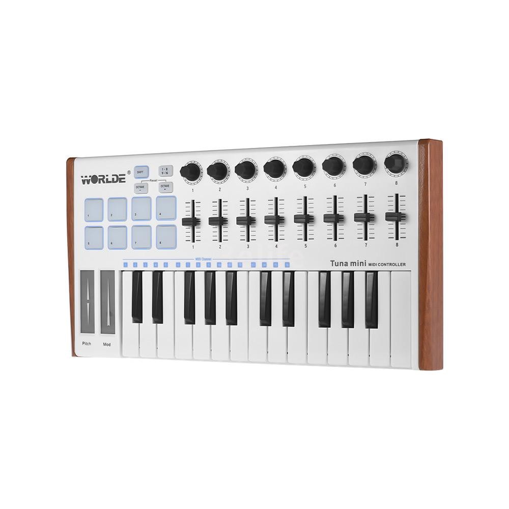 WORLDE TUNA MINI Ultra-Portable 25-Key USB MIDI Keyboard Controller 8 ...