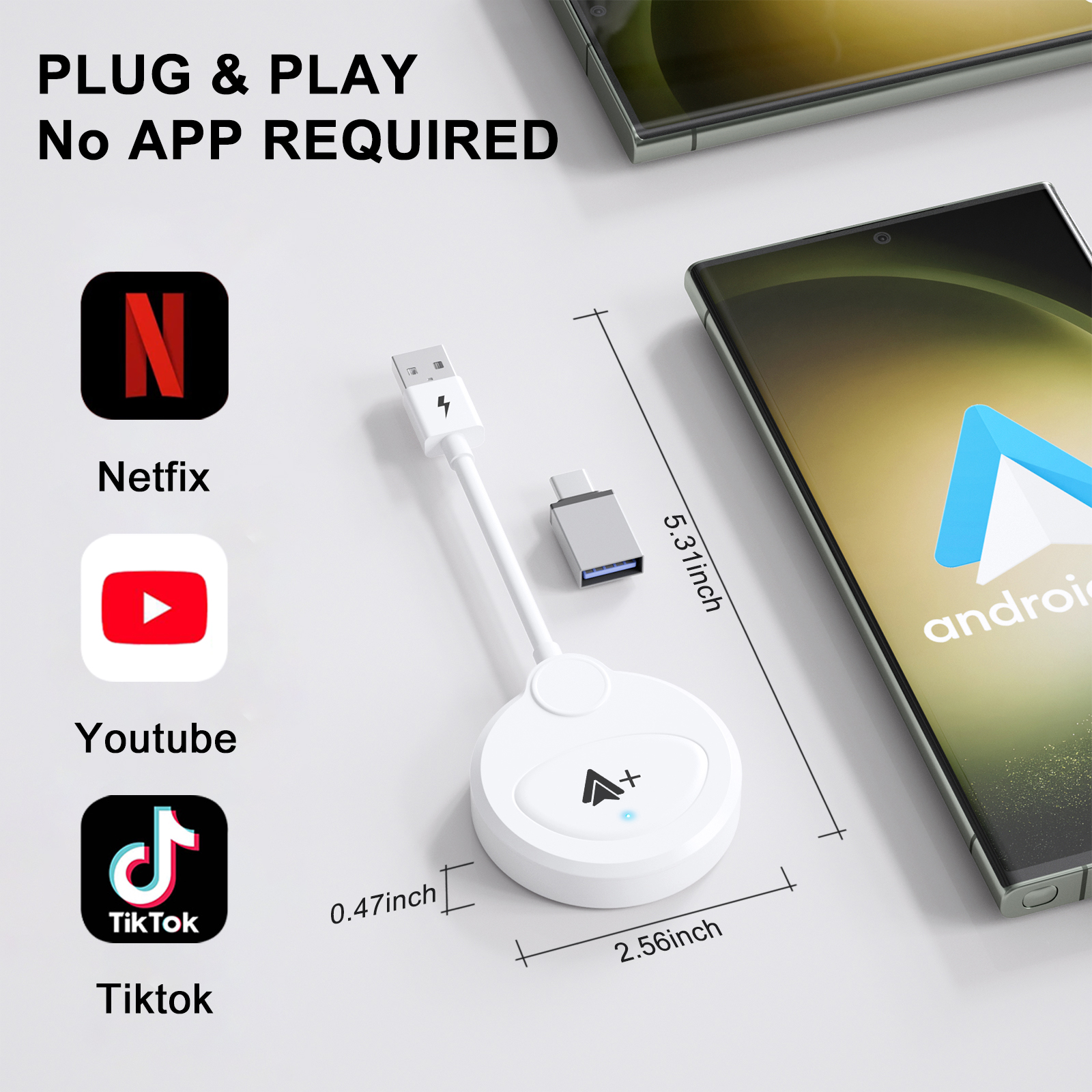 ANYTROX 2025 Wireless Carplay Video Adapter Support YouTube/Netflix ...