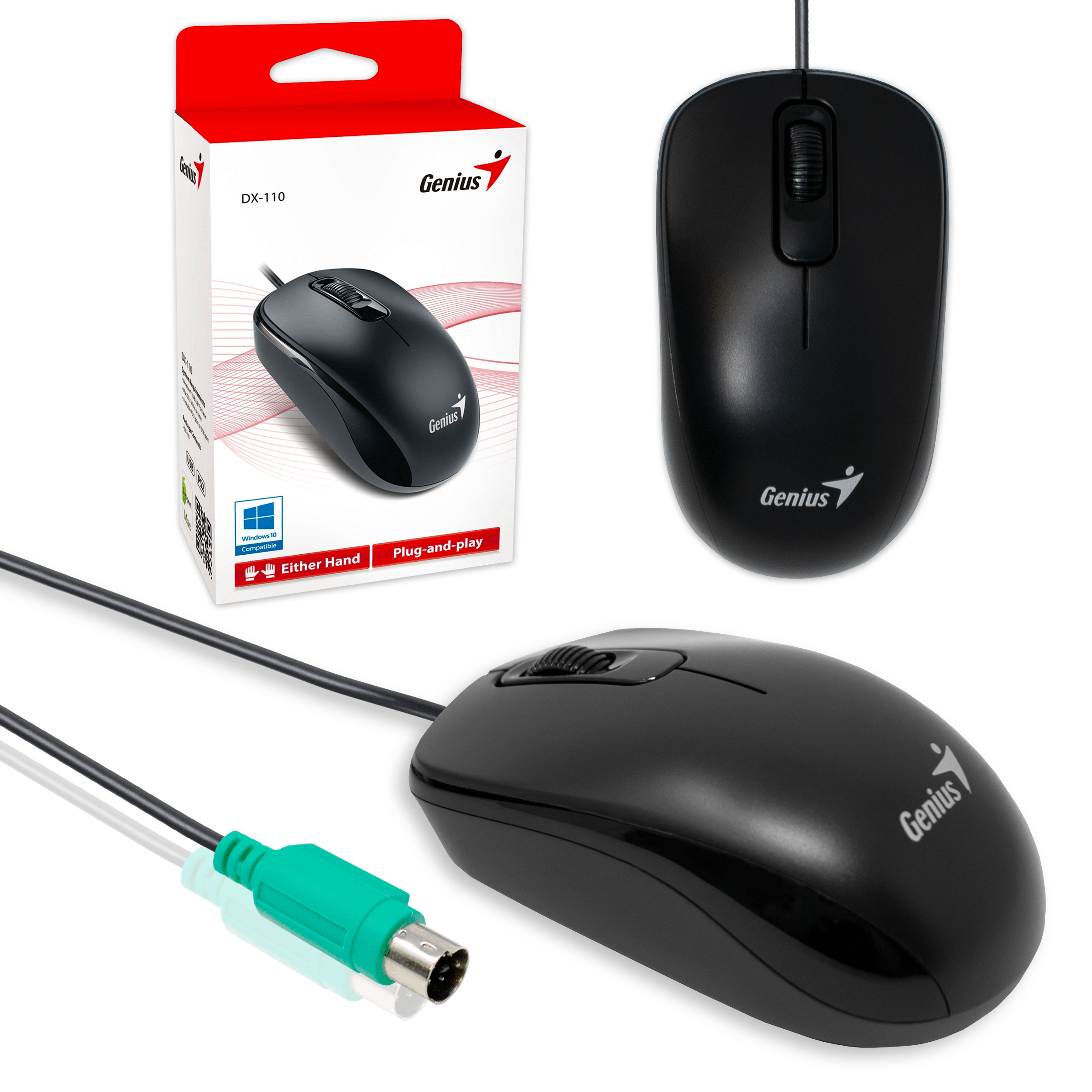 Genius DX-110 (PS/2) Wired Mouse (Black) เมาส์ มีสาย ของแท้ ประกันศุนย์ 1ปี