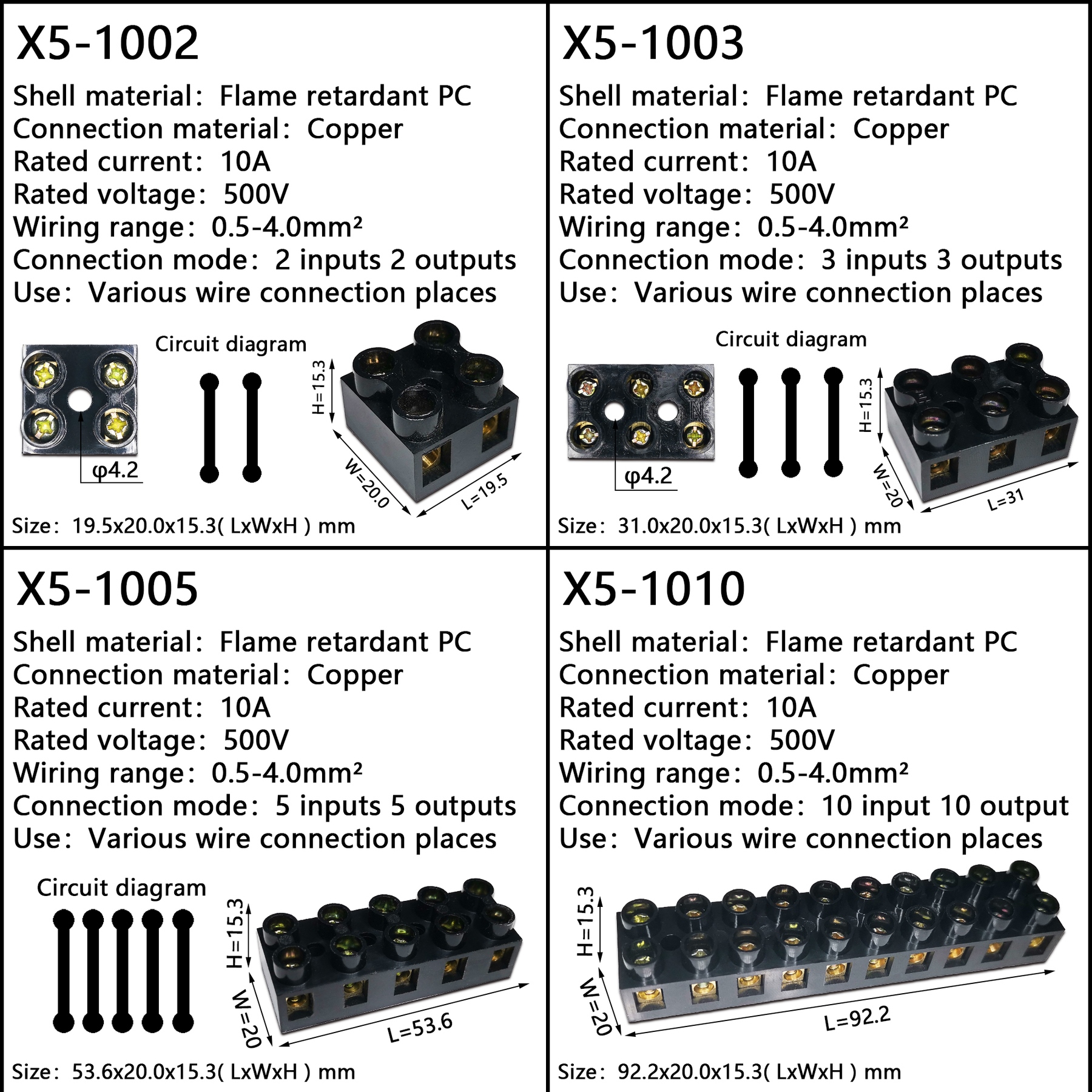 ⊕ High Power Splitter Quick Wire Connector X5-10 Terminal Block ...