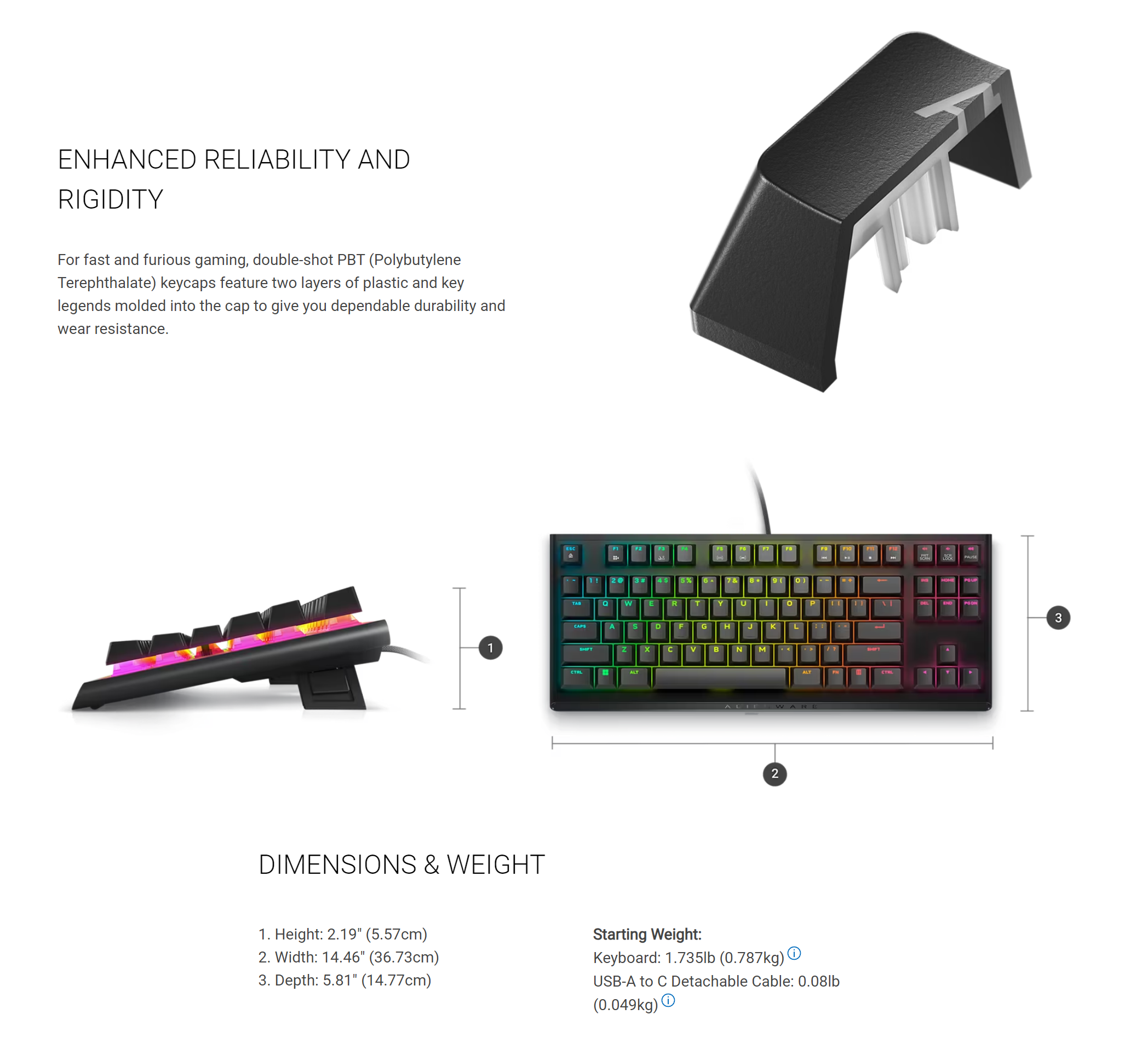 Dell Alienware Tenkeyless Gaming Keyboard AW420K (Dark Side of Moon) คี ...