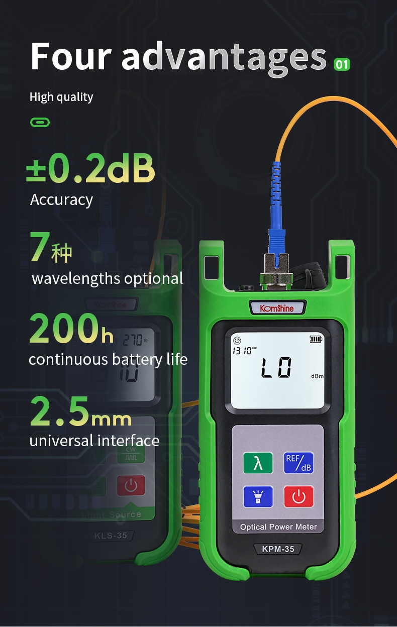 Optic fiber power meter KomShine KPM-35 FTTH fiber cable tester and ...