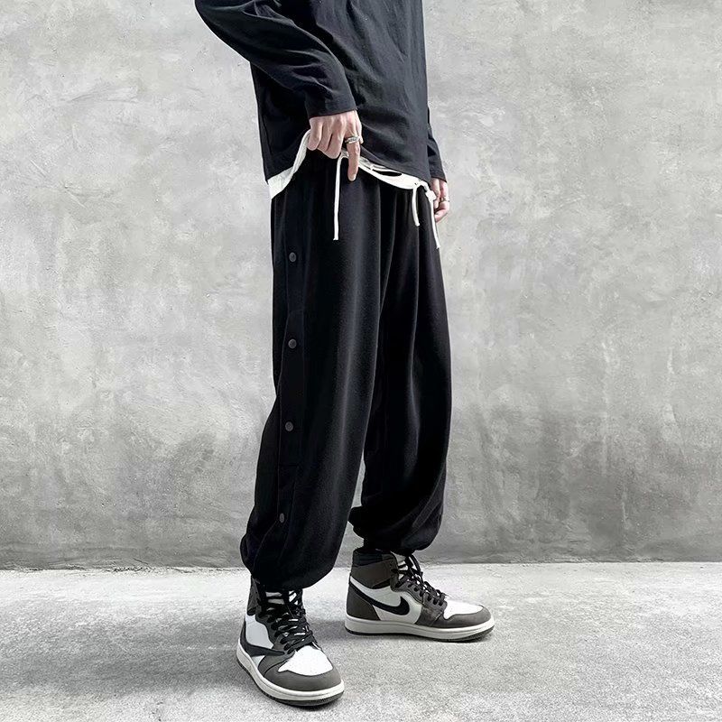 Encount กางเกงขายาวชาย กางเกงลำลองผู้ชายไซส์ใหญ่หลวมเทรนด์กางเกงติดกระดุมเกาหลีกางเกงกีฬาฤดู ...